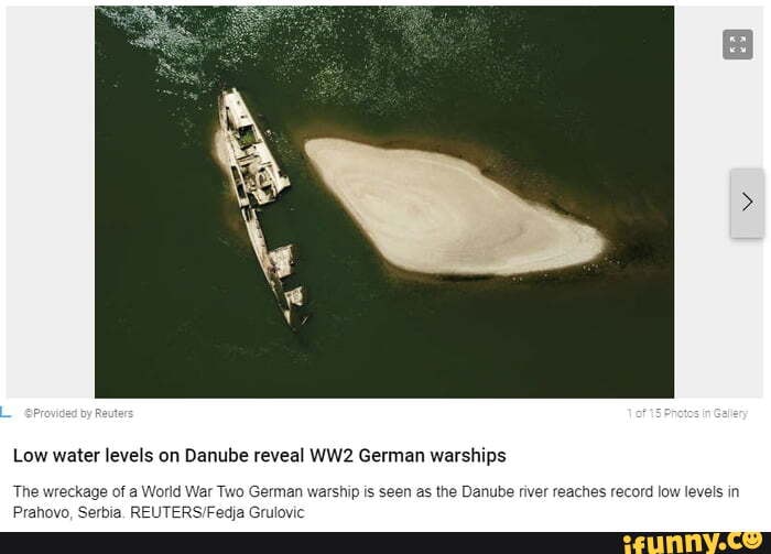 Low water levels on Danube reveal German warships The wreckage of a ...