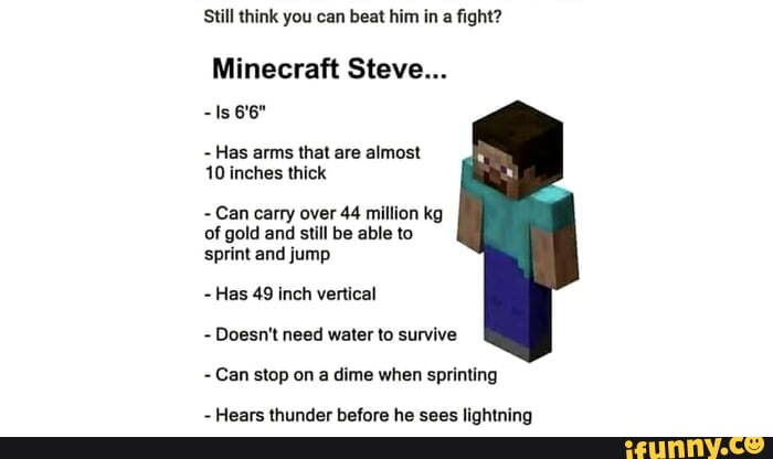 Still think you can beat him in a fight? Minecraft Steve... - Is 6'6 ...
