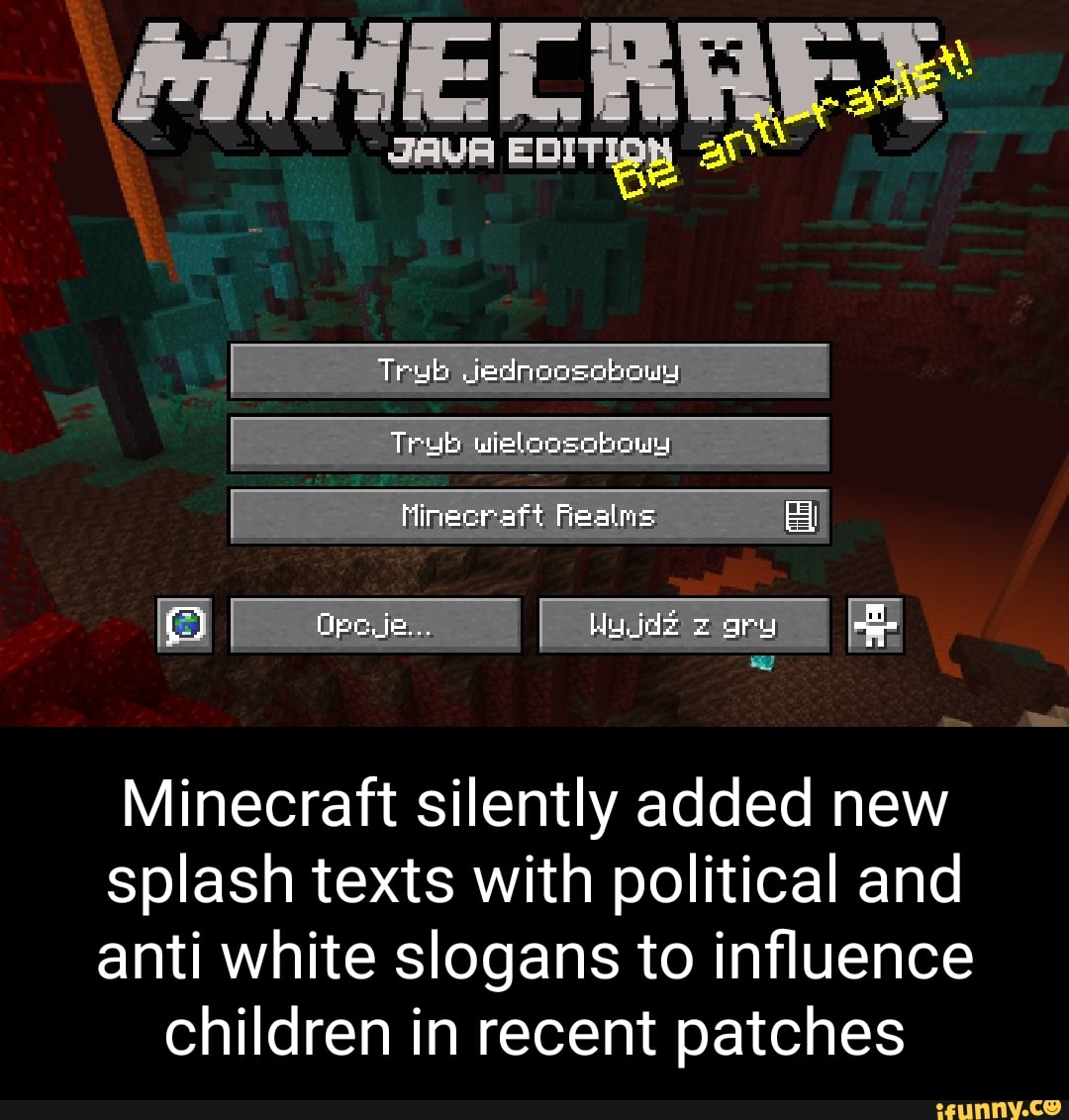 JAVA Minecraft silently added new splash texts with political and anti ...