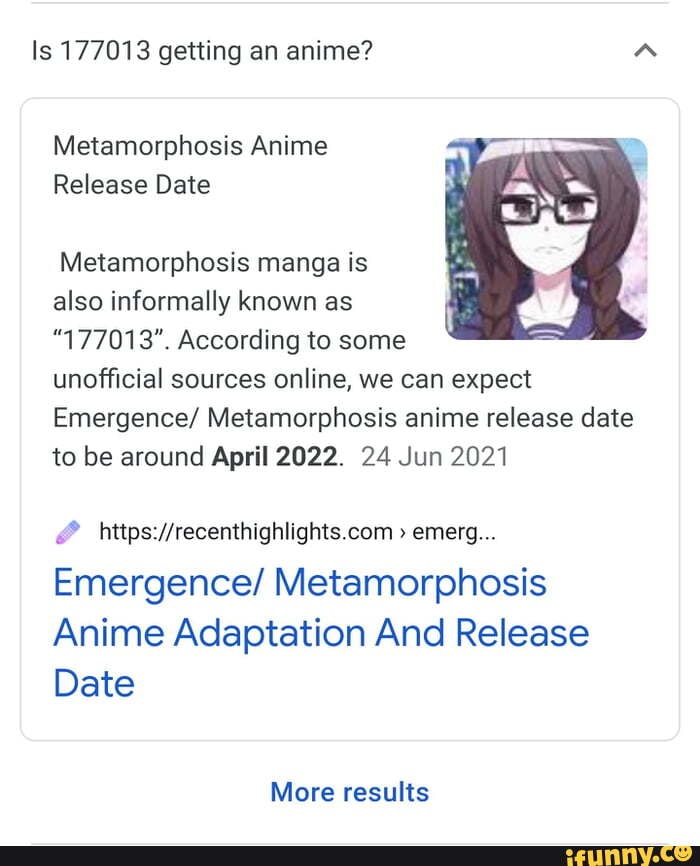 Is 177013 getting an anime? Metamorphosis Anime Release Date ...