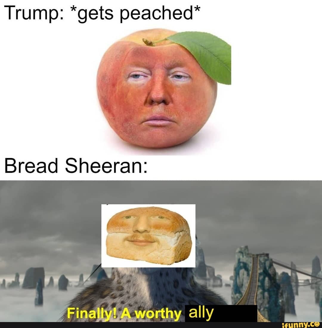 Trump: *gets peached* Bread Sheeran: Finally worthy ally - iFunny