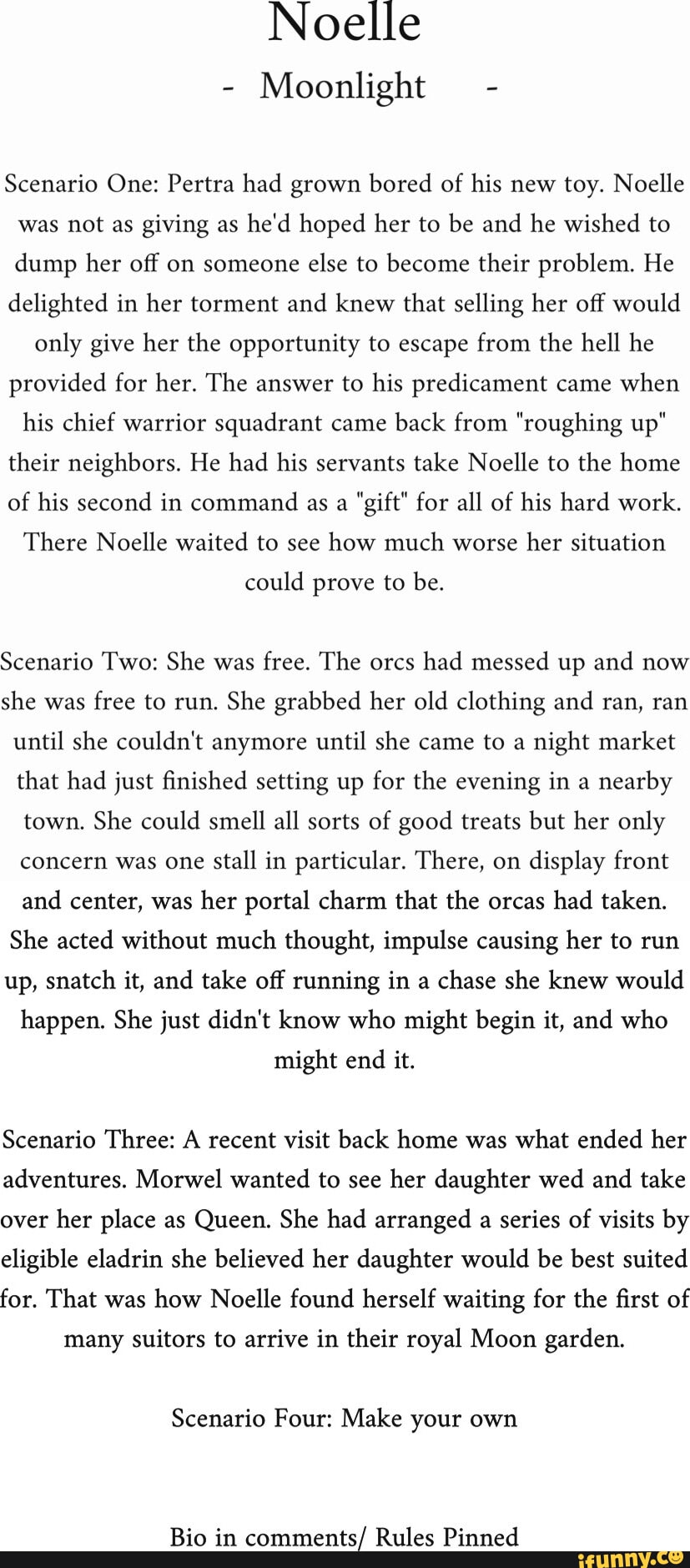 Noelle - Moonlight - Scenario One: Pertra had grown bored of his new ...