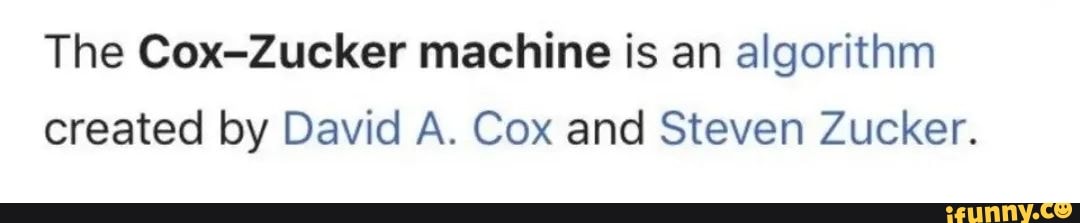 The Cox-Zucker machine is an algorithm created by David A. Cox and ...