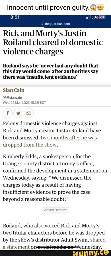 Innocent until proven guilty. theguardian. 20 Rick and Morty's Justin ...