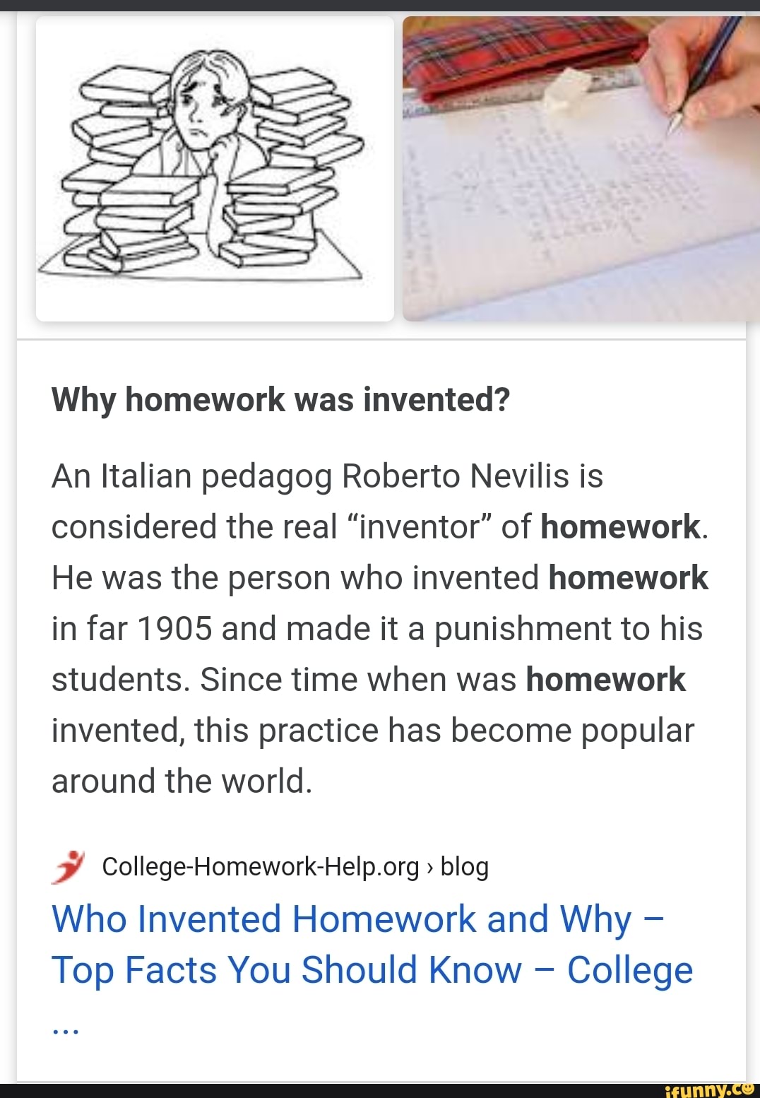 Why homework was invented? An Italian pedagog Roberto Nevilis is ...