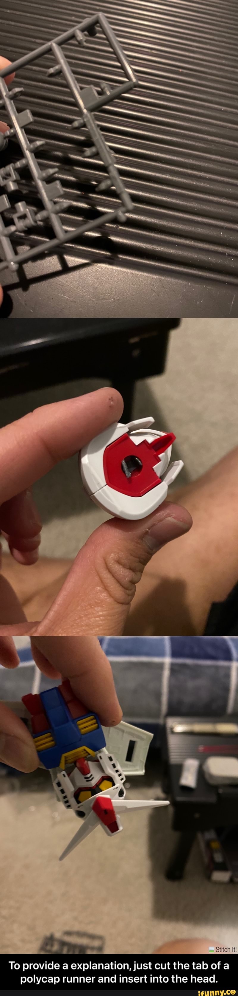 Stitch It! To provide a explanation, just cut the tab of a polycap ...