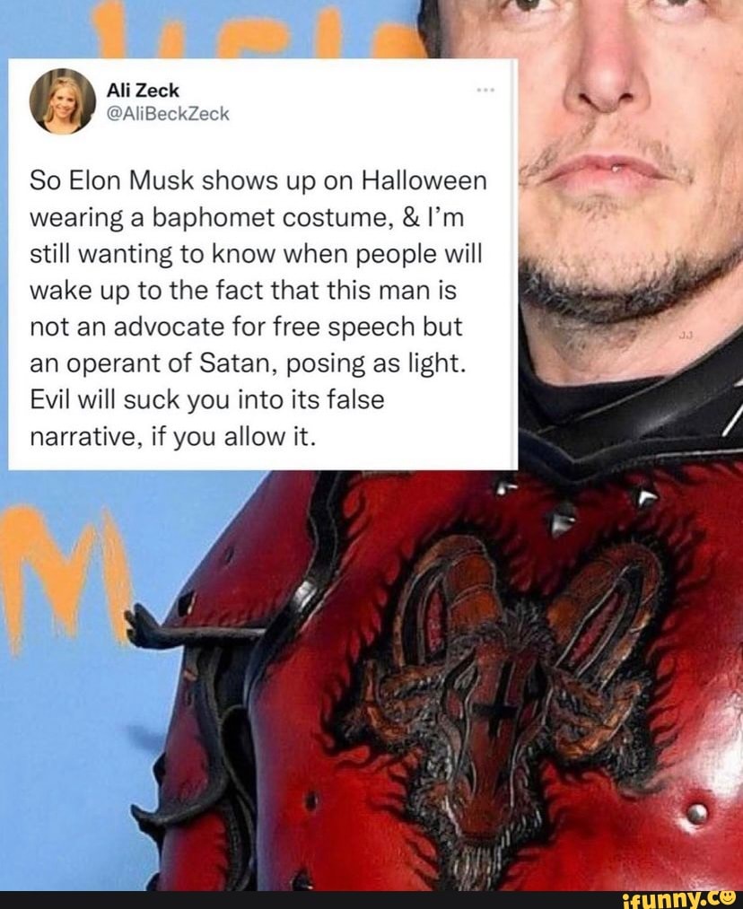 Ali Zeck So Elon Musk shows up on Halloween wearing a baphomet costume ...