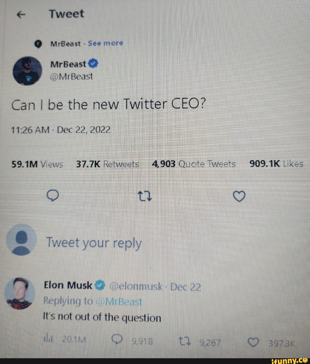 Tweet @ MrBeast See more MrBeast @ @MrBeast Can I be the new Twitter ...