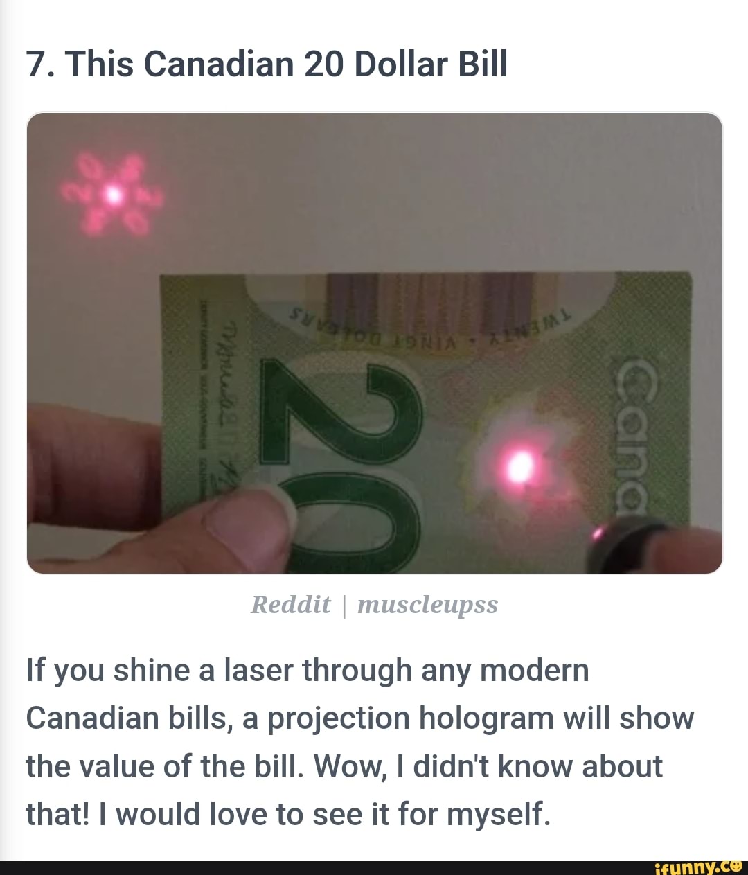 7. This Canadian 20 Dollar Bill Reddit muscleupss If you shine a laser ...