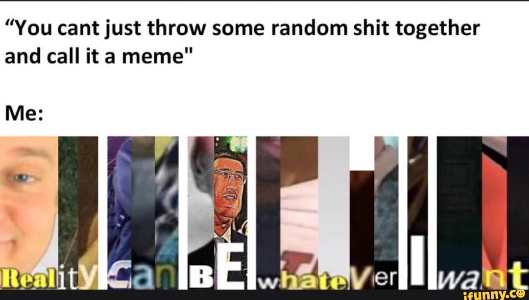 ”You cant just throw some random shit together and call it a meme" - iFunny