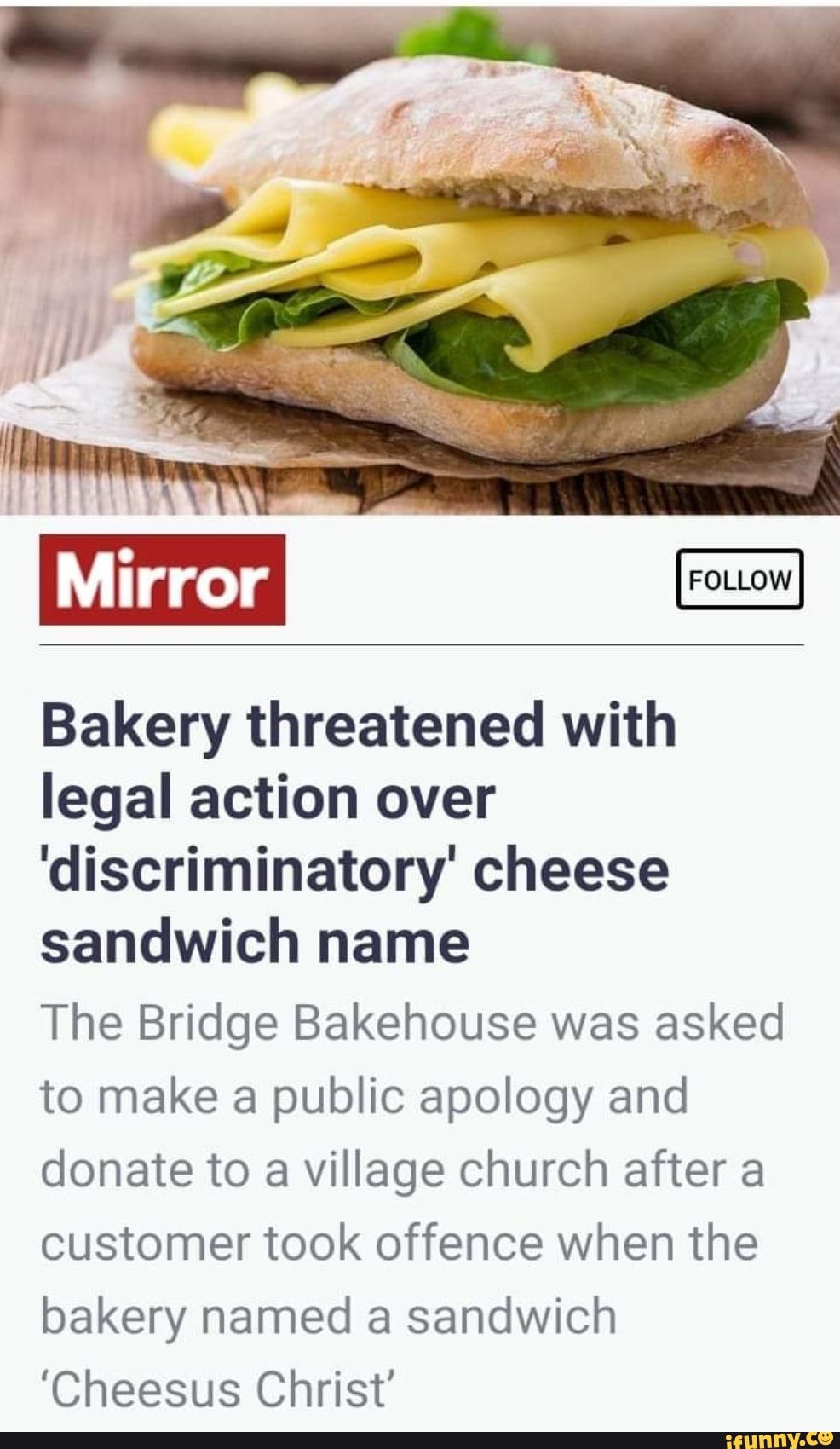 Mirror Bakery threatened with legal action over 'discriminatory' cheese ...