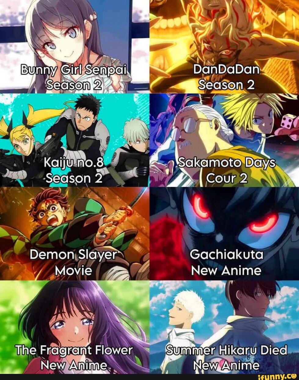 DanDaDan Season 2 Kaiju no.8 Sakamoto Days Season 2 Cour 2 Demon Slayer ...