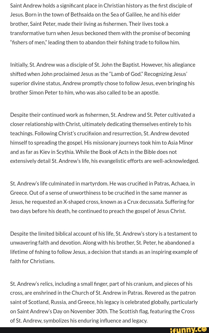 Saint Andrew holds a significant place in Christian history as the ...