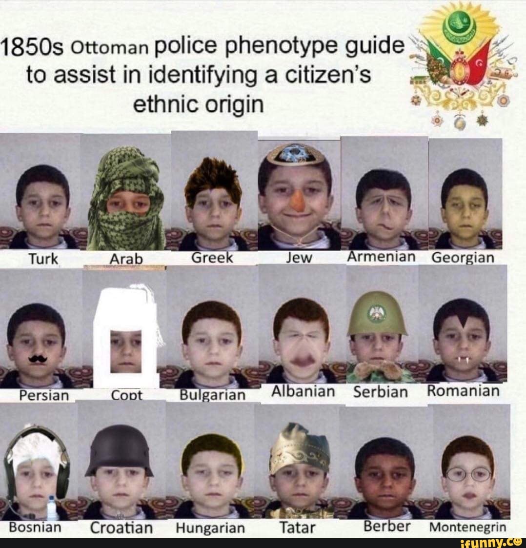 1850s Ottoman police phenotype guide to assist in identifying citizen's ...