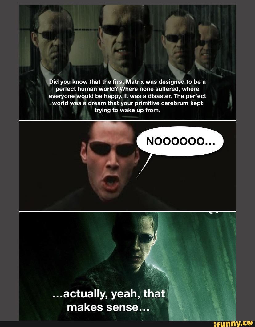 Did you know that the first Matrix was designed to be a perfect human ...