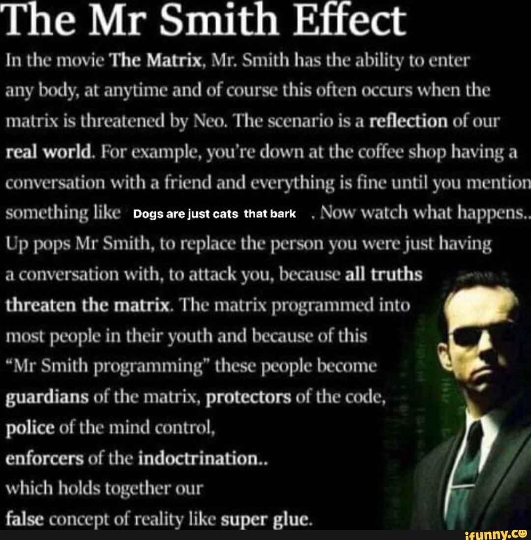 The Mr Smith Effect In the movie The Matrix, Mr. Smith has the ability ...