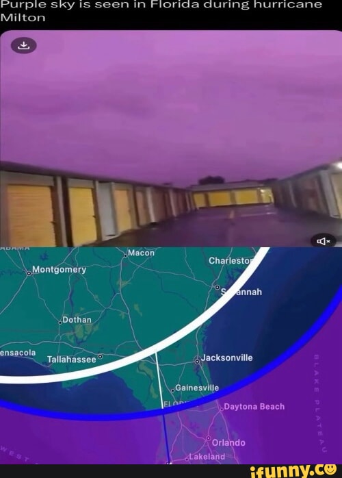 Purple sky Is seen in Florida Guring hurricane Milton ensacola - iFunny