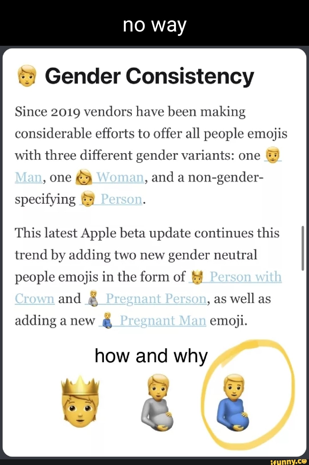 No way @ Gender Consistency Since 2019 vendors have been making ...