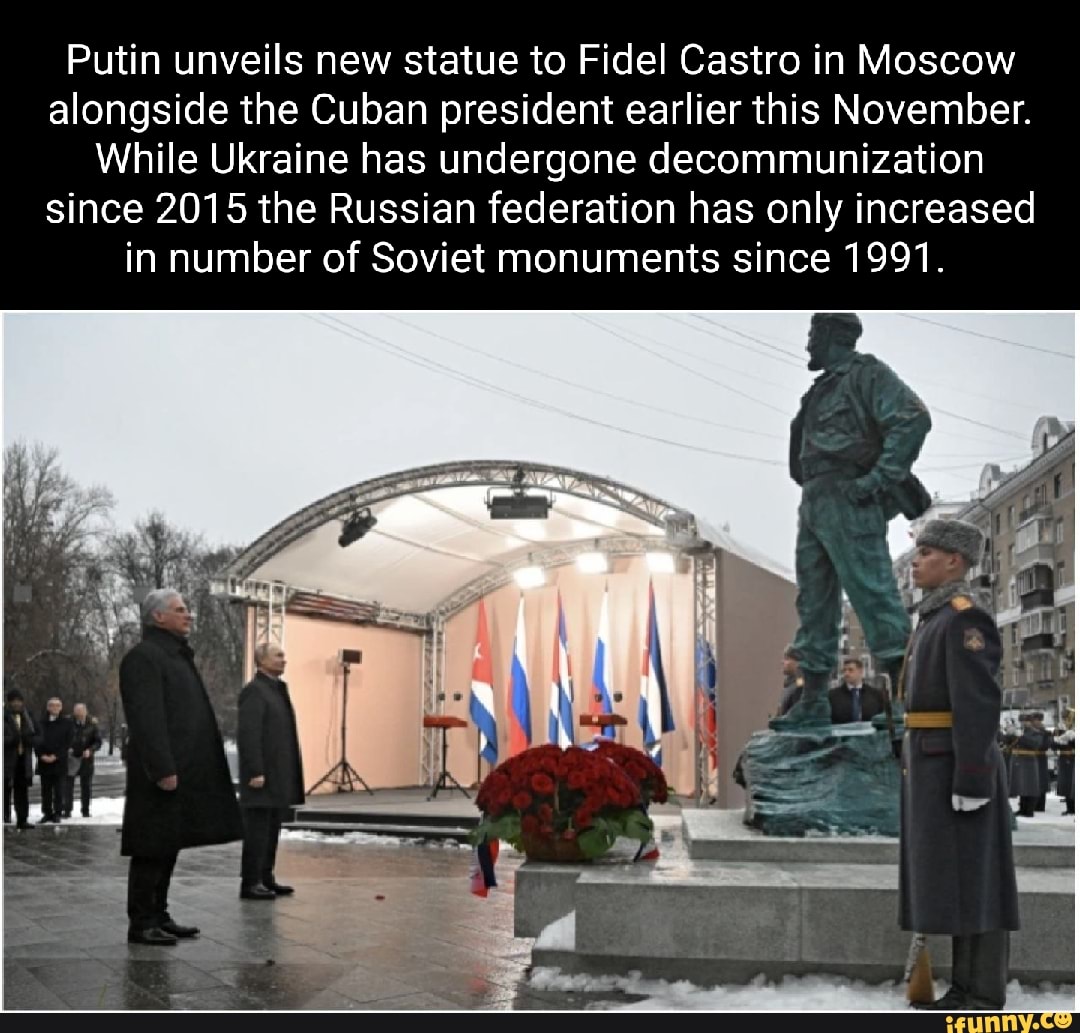 Putin unveils new statue to Fidel Castro in Moscow alongside the Cuban ...