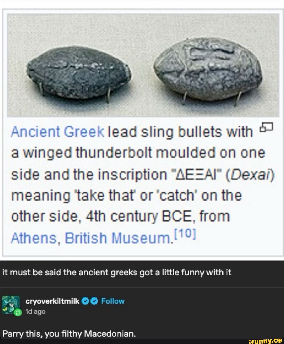 Ancient Greek lead sling bullets with a winged thunderbolt moulded on ...