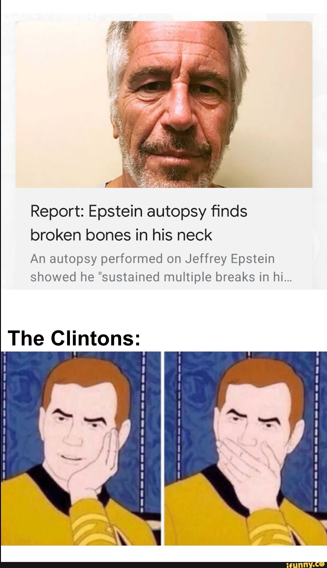 Report: Epstein autopsy ﬁnds broken bones in his neck An autopsy ...