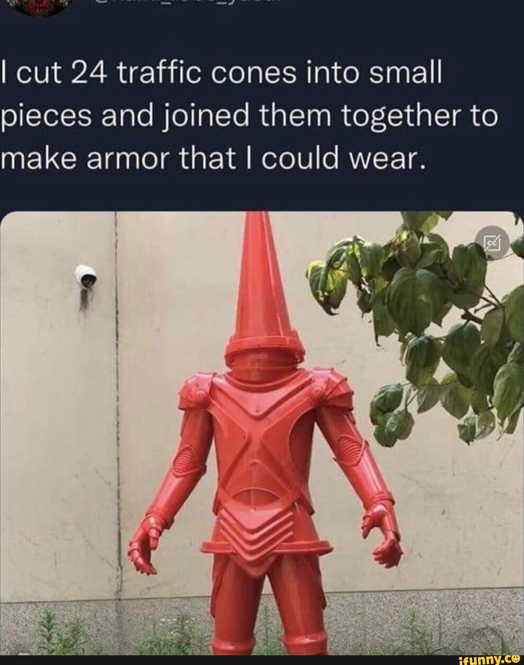 I cut 24 traffic cones into small pieces and joined them together to ...