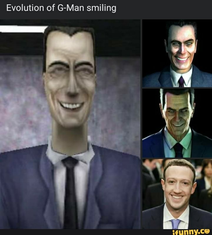 Evolution of G-Man smiling - iFunny