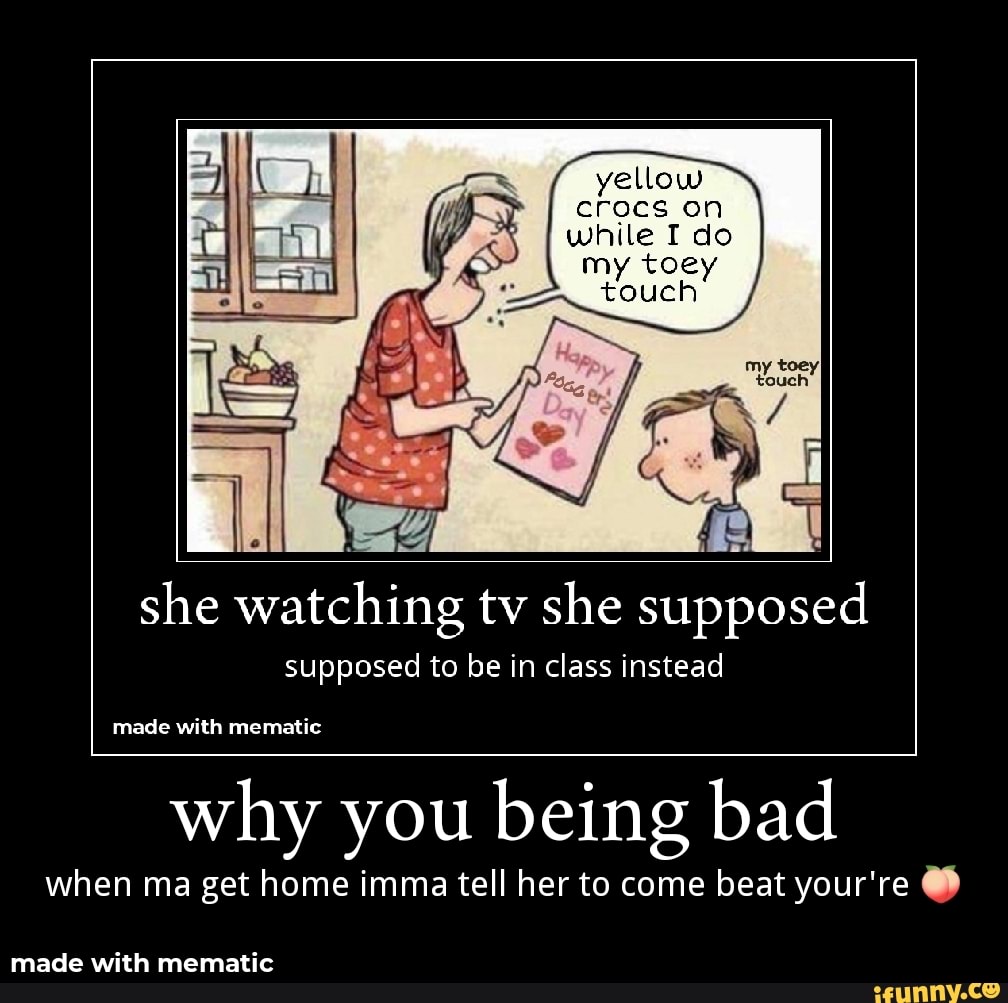 Yellow crocs on while I do my toey touch she watching tv she supposed ...