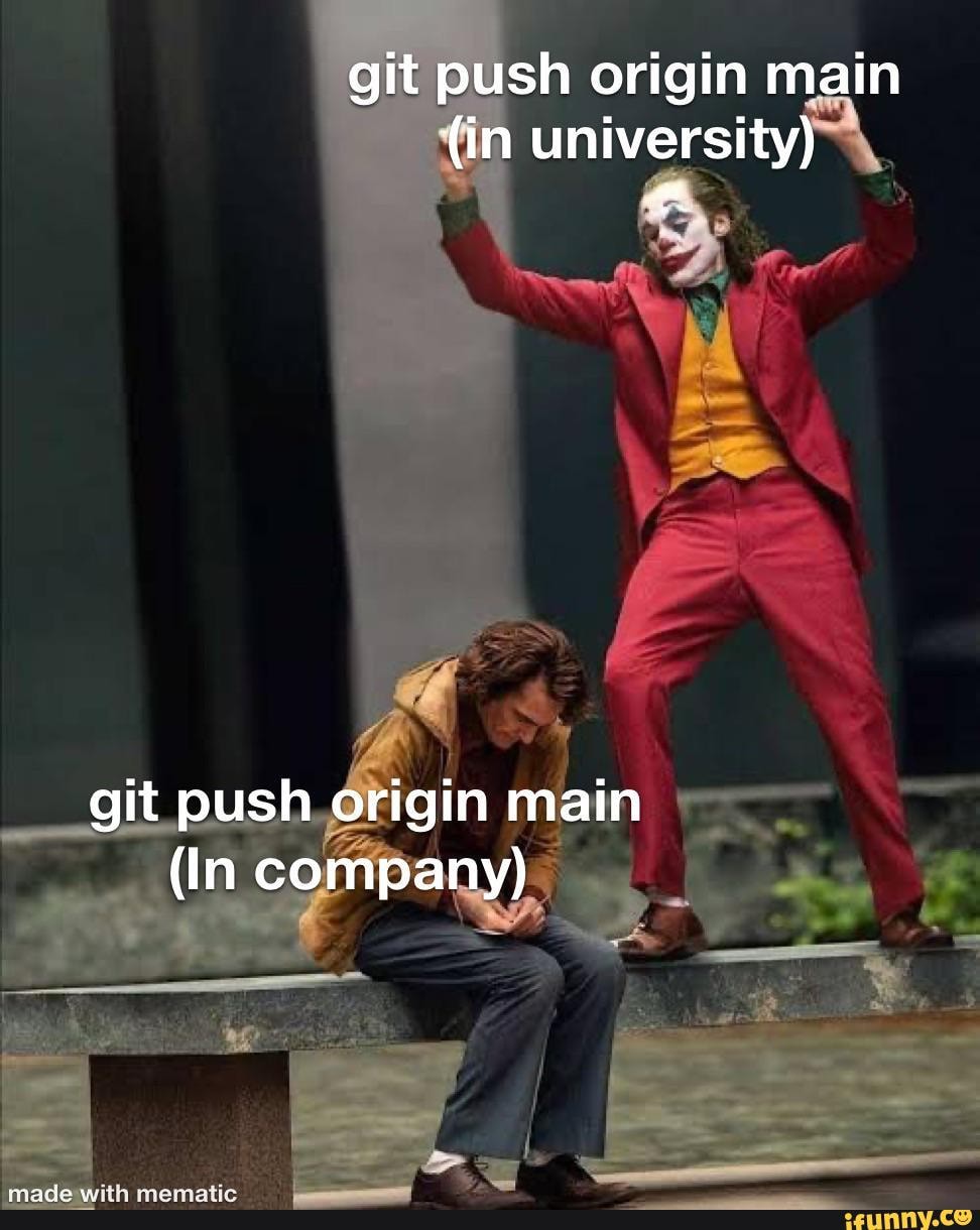 Git push origin main (in university) git push origin main (In company) made - iFunny