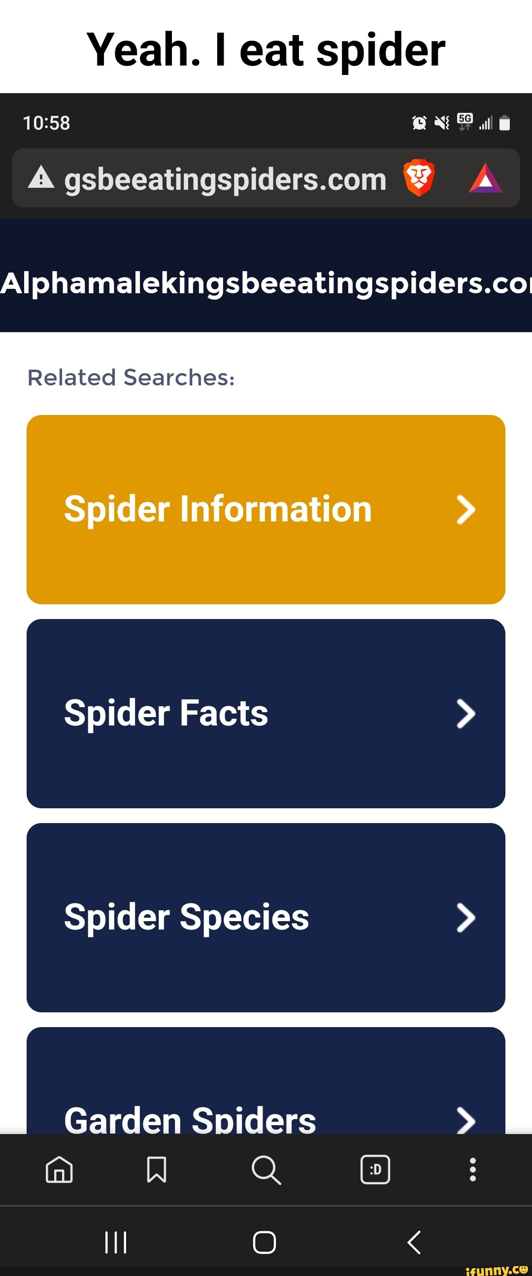 Yeah. I eat spider A aA Alphamalekingsbeeatingspiders.co: Related ...