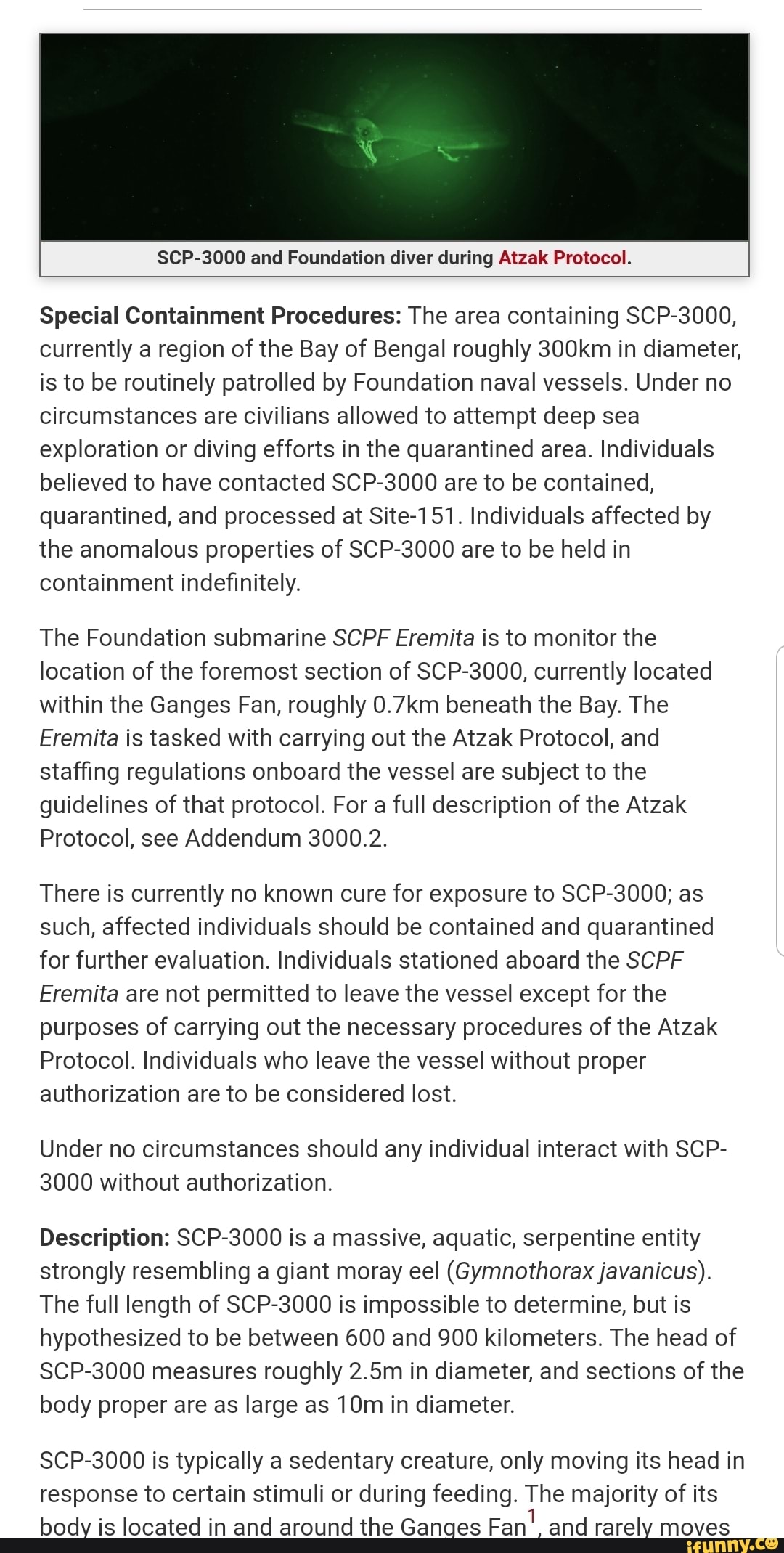 SCP-3000 and Foundation diver during Atzak Protocol. Special ...