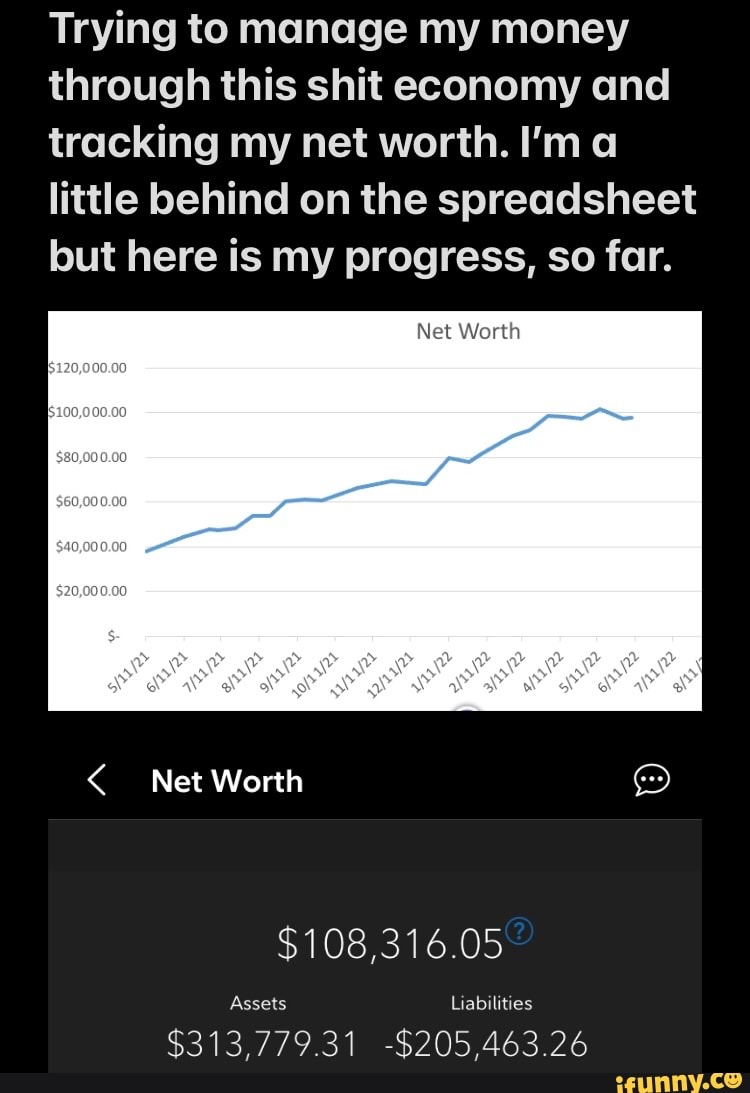 Trying to manage my money through this shit economy and tracking my net ...
