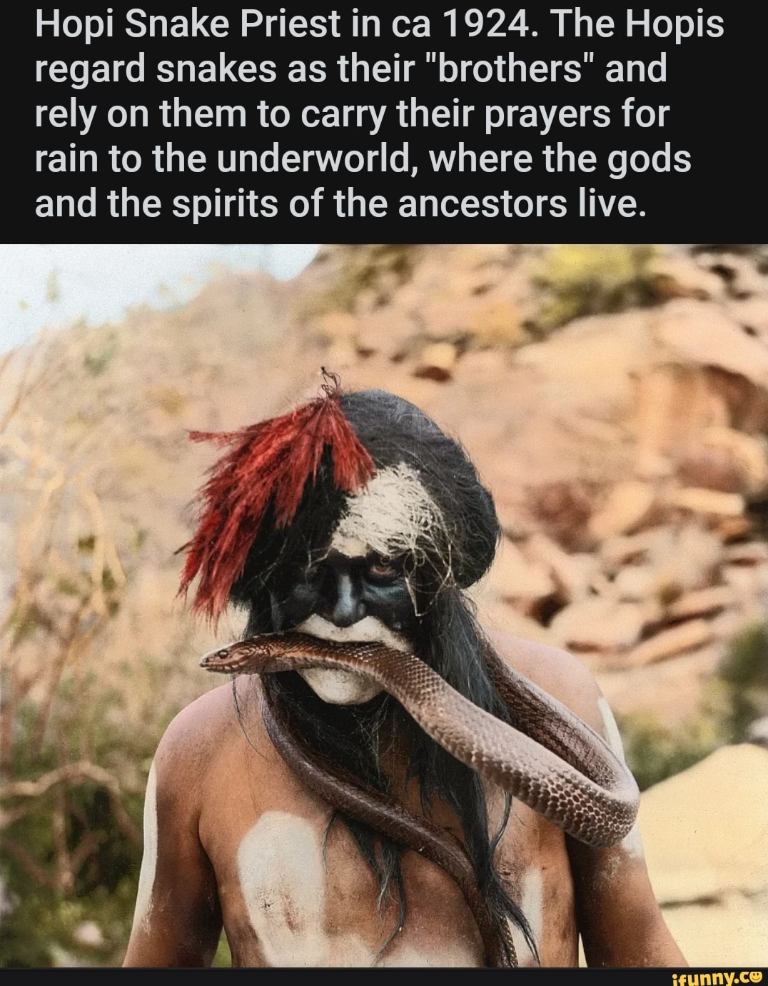 Hopi Snake Priest in ca 1924. The Hopis regard snakes as their ...