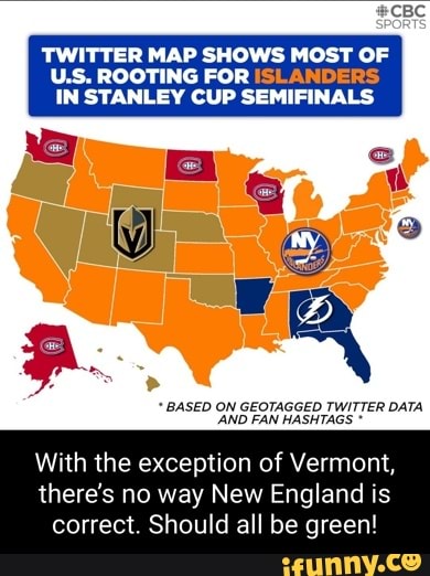 #CBC TWITTER MAP SHOWS MOST OF U.S. ROOTING FOR ISLANDERS IN STANLEY ...