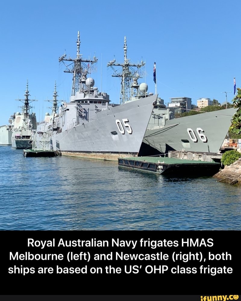 Royal Australian Navy frigates HMAS Melbourne (left) and Newcastle ...