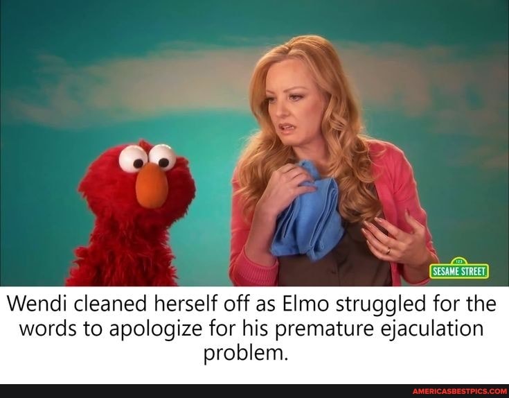 Wendi cleaned herself off as Elmo struggled for the words to apologize ...