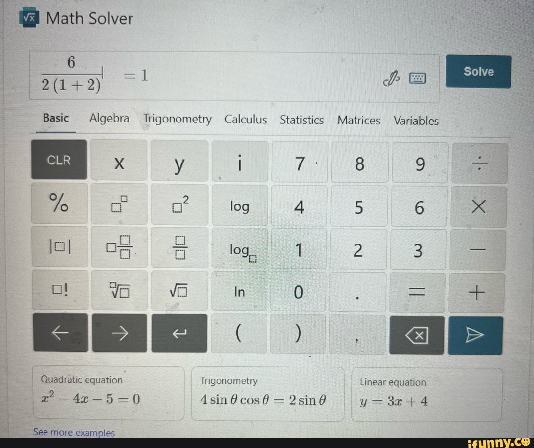 Math Solver 2042) =1 Basic Algebra Trigonometry Calculus Statistics ...