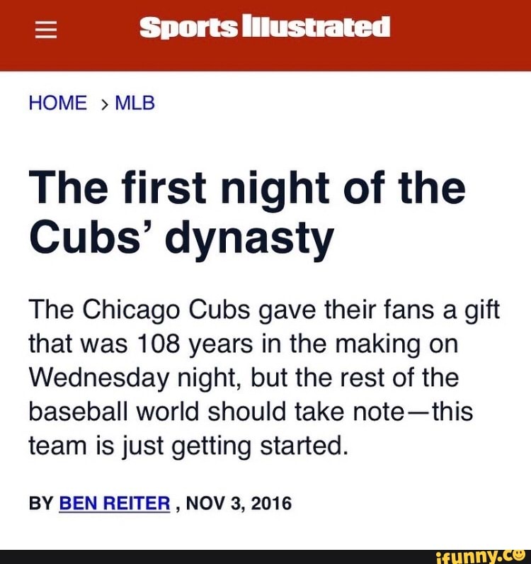 Sports INustrated HOME MLB The first night of the Cubs' dynasty The ...