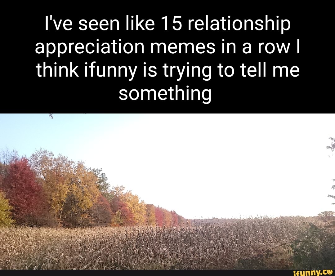 I've seen like 15 relationship appreciation memes in a row I think ...