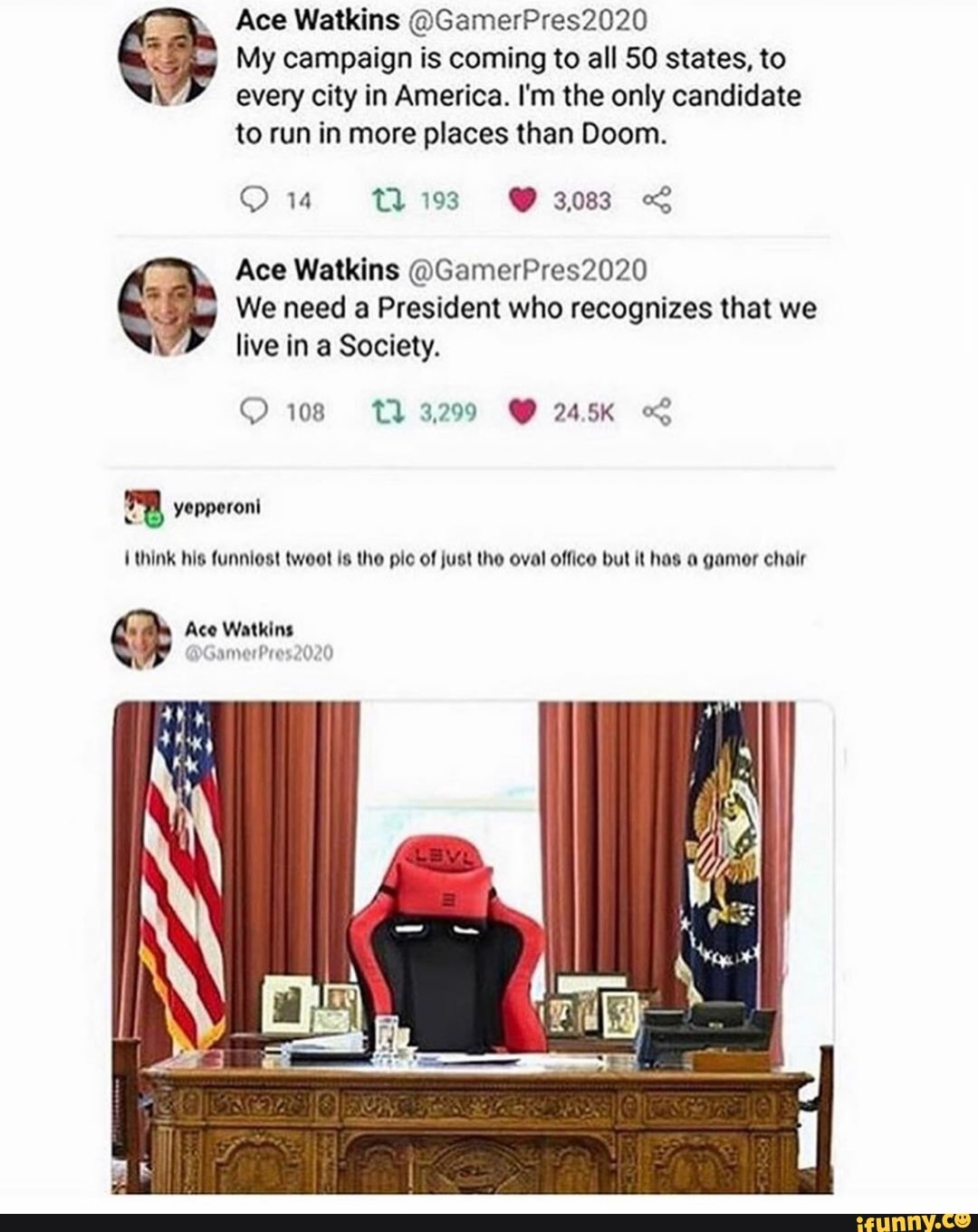 Ace Watkins @GamerPres2020 cH My campaign is coming to all 50 states ...