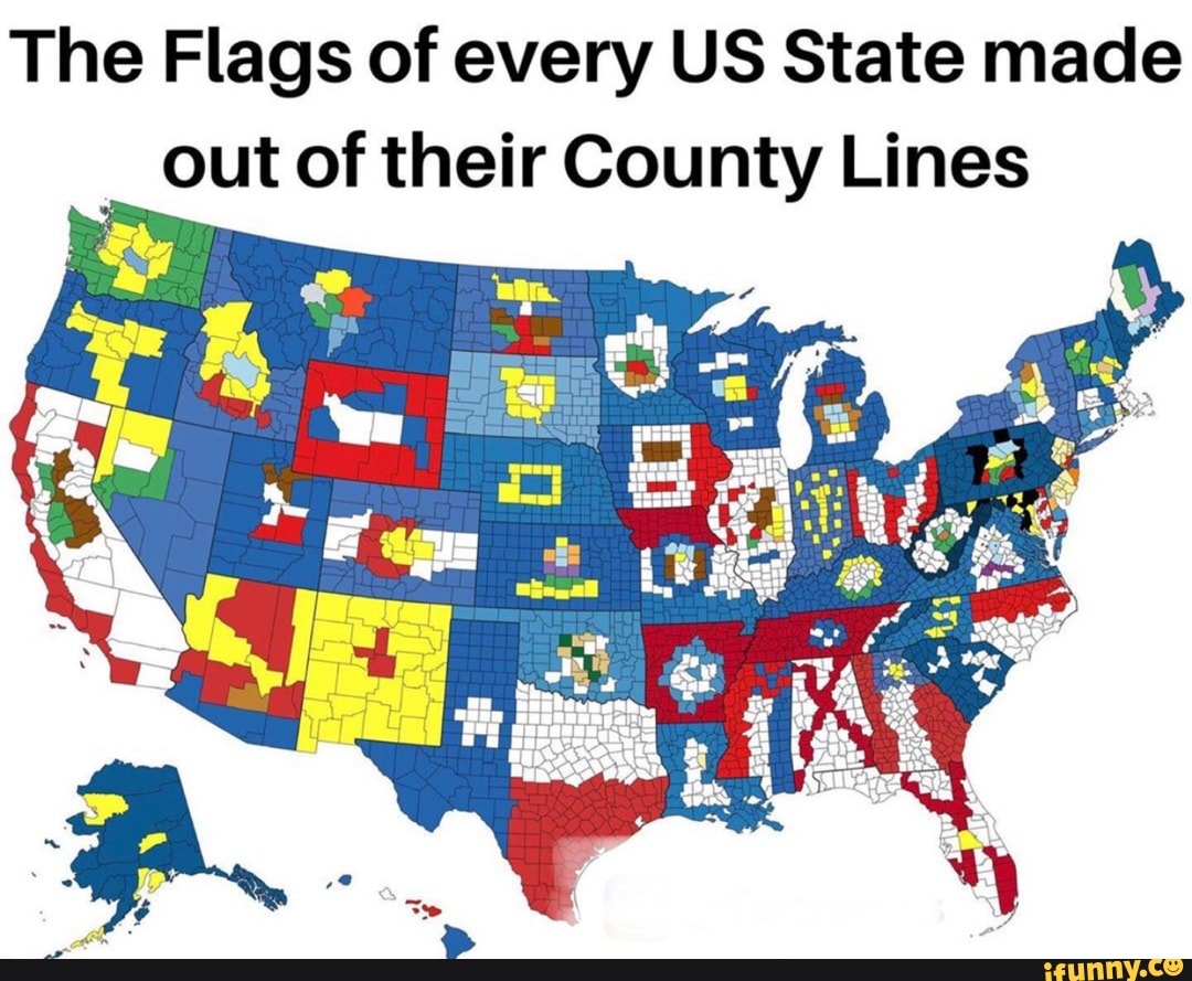 The Flags of every US State made out of their County Lines - iFunny