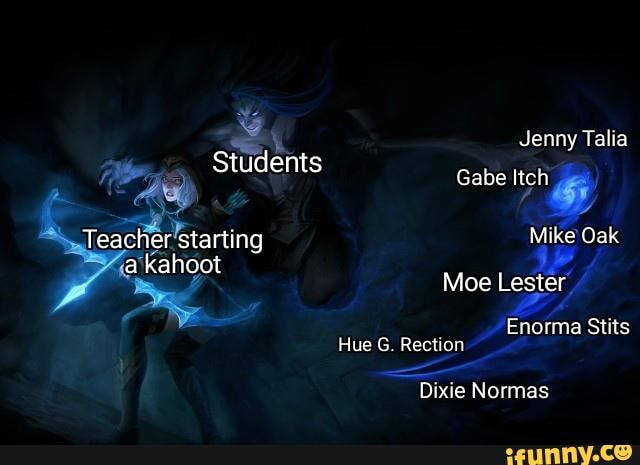 Jenny Talia Students Gabe Teacher starting kahoot Mike Oak kahoot Moe ...