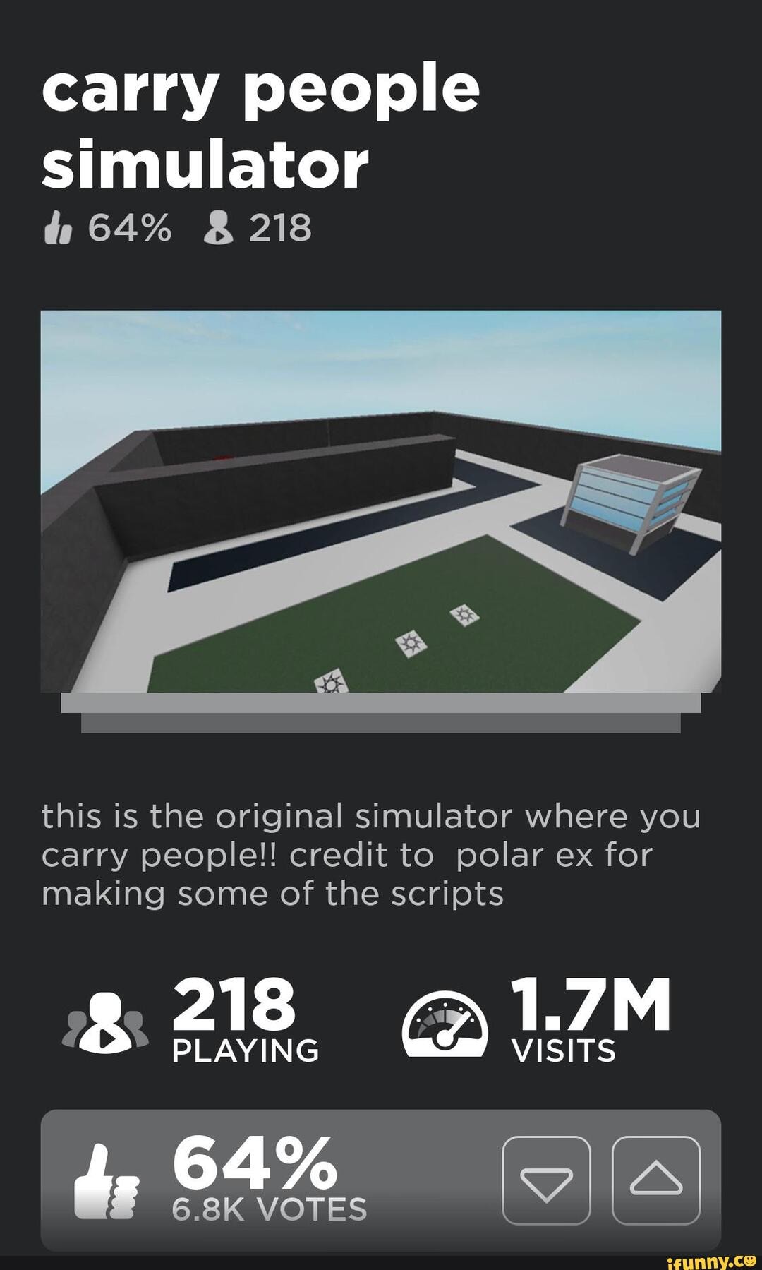 Carry people simulator 64% & 218 this is the original simulator where ...