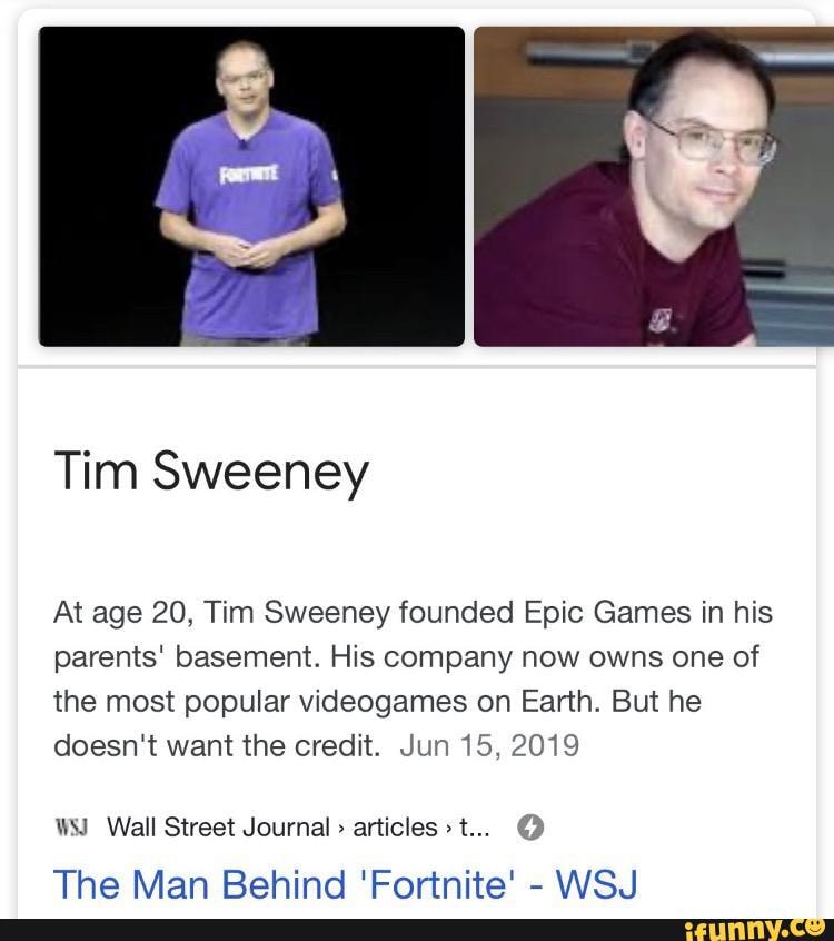 Tim Sweeney At age 20, Tim Sweeney founded Epic Games in his parents ...