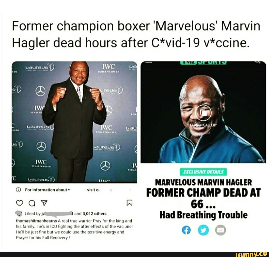 Former champion boxer 'Marvelous' Marvin Hagler dead hours after C*vid ...