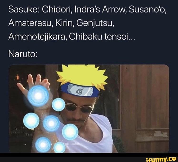 Sasuke: Chidori, Indra's Arrow, Susano'o, Amaterasu, Kirin, Genjutsu ...