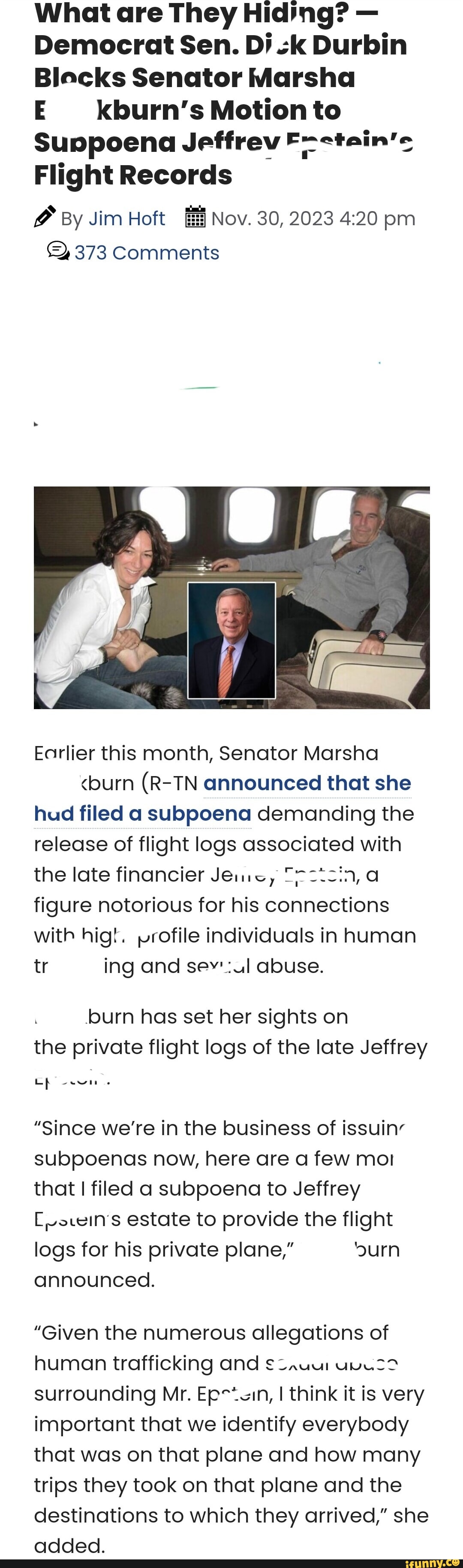 What are They Hiding? - Democrat Sen. Di -k Durbin Blocks Senator ...