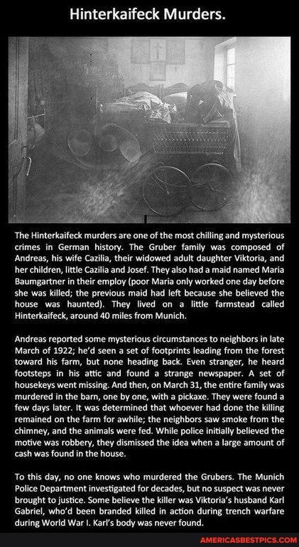 Ok Murders. The Hinterkaifeck murders are one of the most chilling and ...