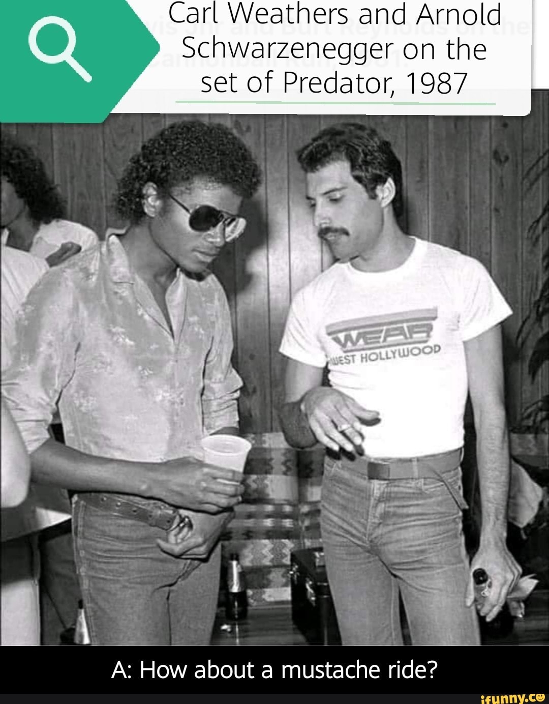 Carl Weathers and Arnold Schwarzenegger on the set of Predator, 1987 A ...