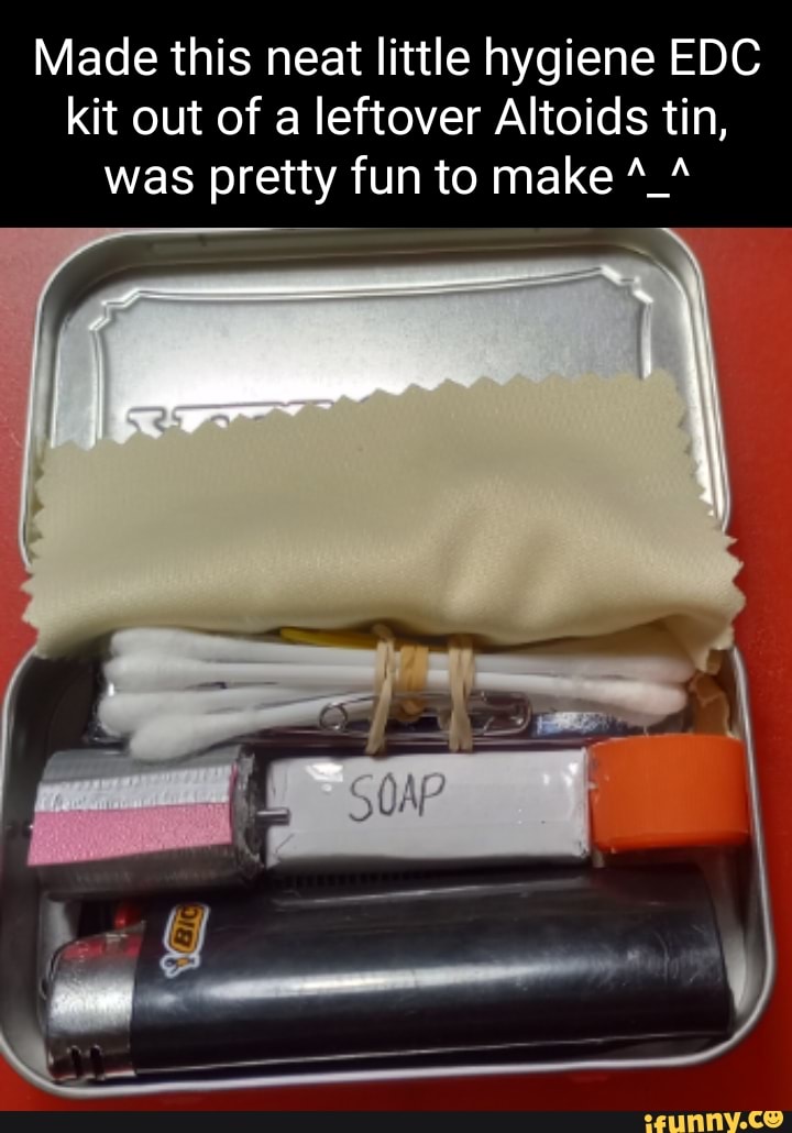 Made this neat little hygiene EDC kit out of a leftover Altoids tin ...